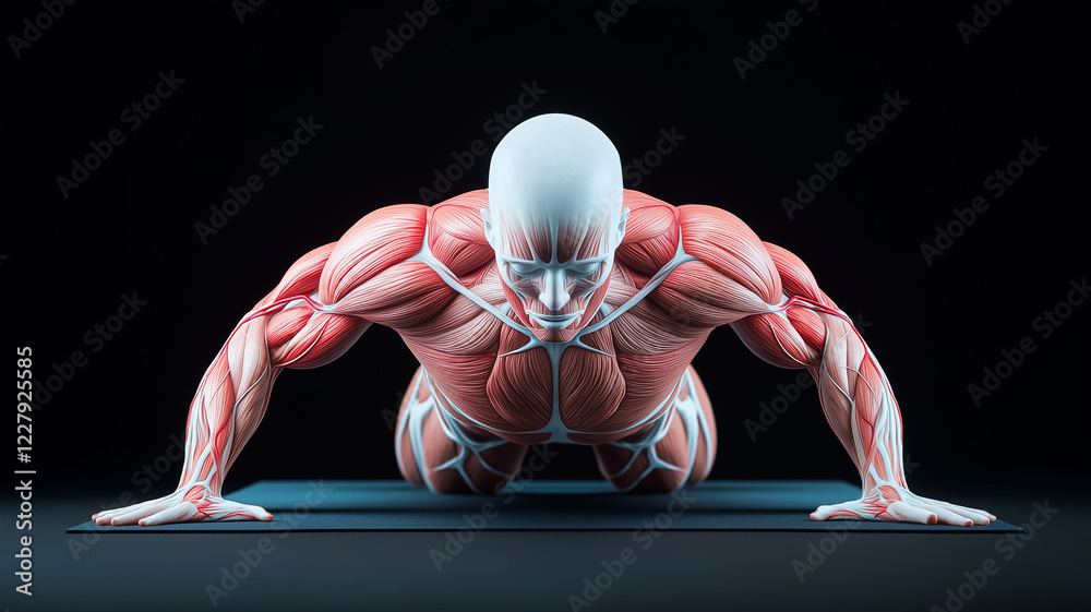 highly detailed anatomical model demonstrating muscle structure during ...