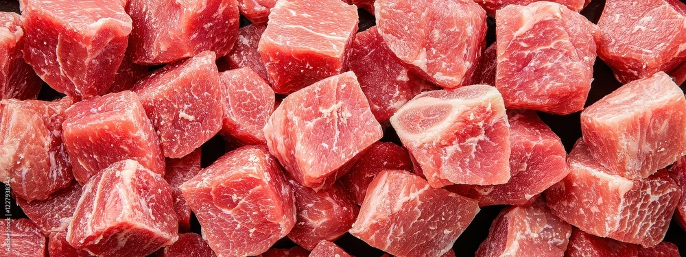 Meat raw beef fresh steak red cube cut piece background lean. Chunk ...