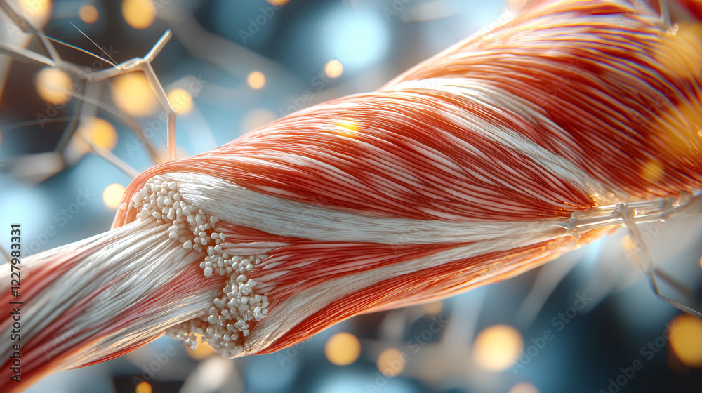 Ilustración de Stock A detailed 3D simulation of a torn quadriceps ...