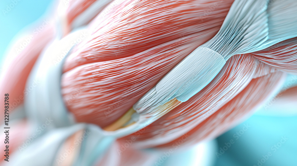 A detailed 3D simulation of a torn quadriceps muscle, showing the ...