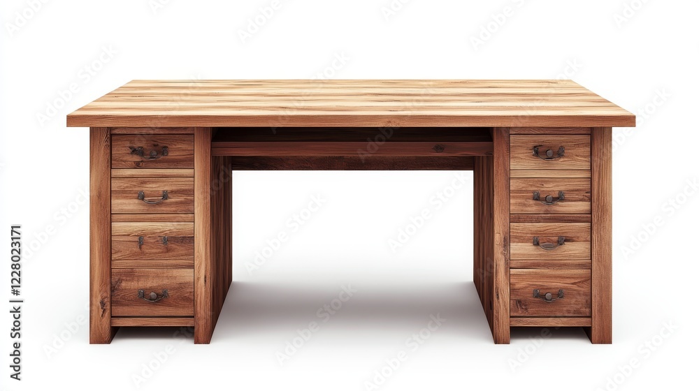 Office desks set isolated on white background. Vector cartoon ...