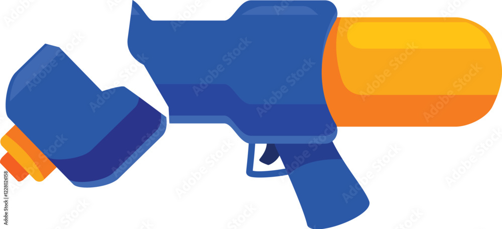Cartoon water gun with detachable water tank isolated on white ...
