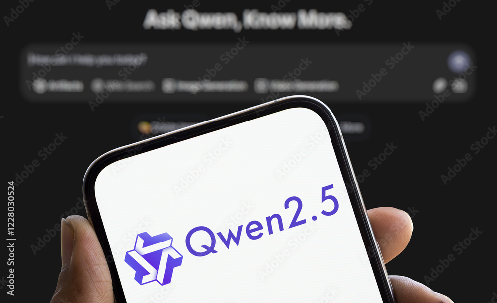 Dhaka, Bangladesh- 29 Jan 2025: Alibaba Qwen 2.5 logo is displayed on smartphone. Stock Photo ...