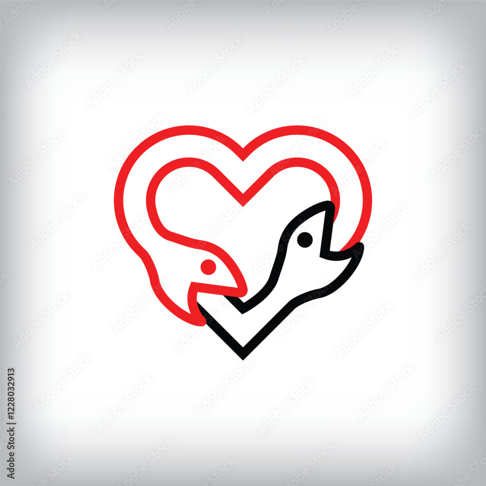 Ouroboros infinity heart sign logo design. Self-eating snake linear ...