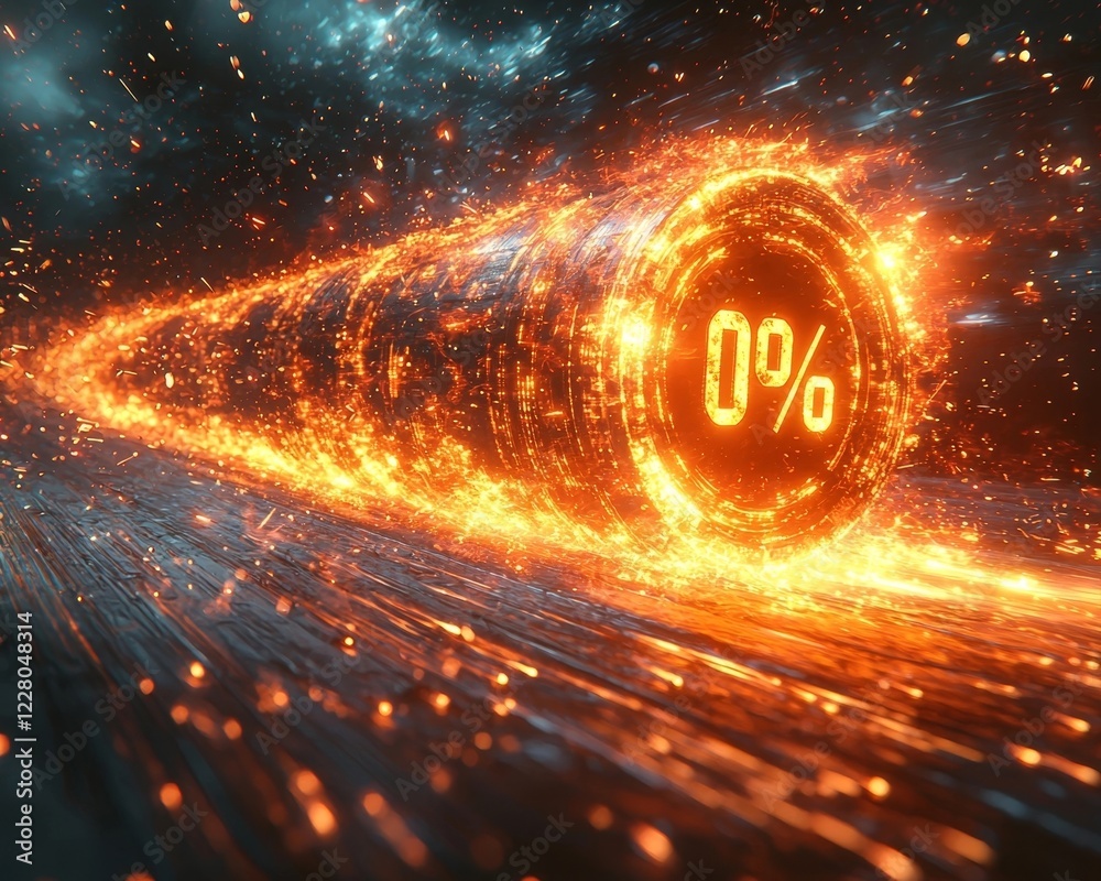 Glowing Digital Progress Bar with Advancing Numbers Towards 100 ...