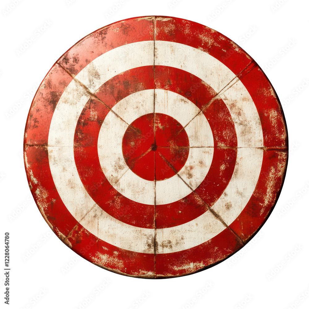 Worn target with red and white circles in classic style, isolated on a ...