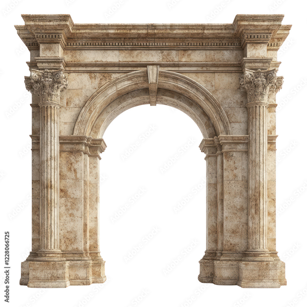 This arch features elegant columns and classic design, isolated on a ...