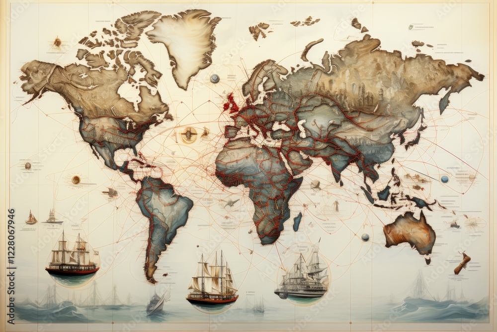 Simple route map diagram with directional arrows and location symbols ...