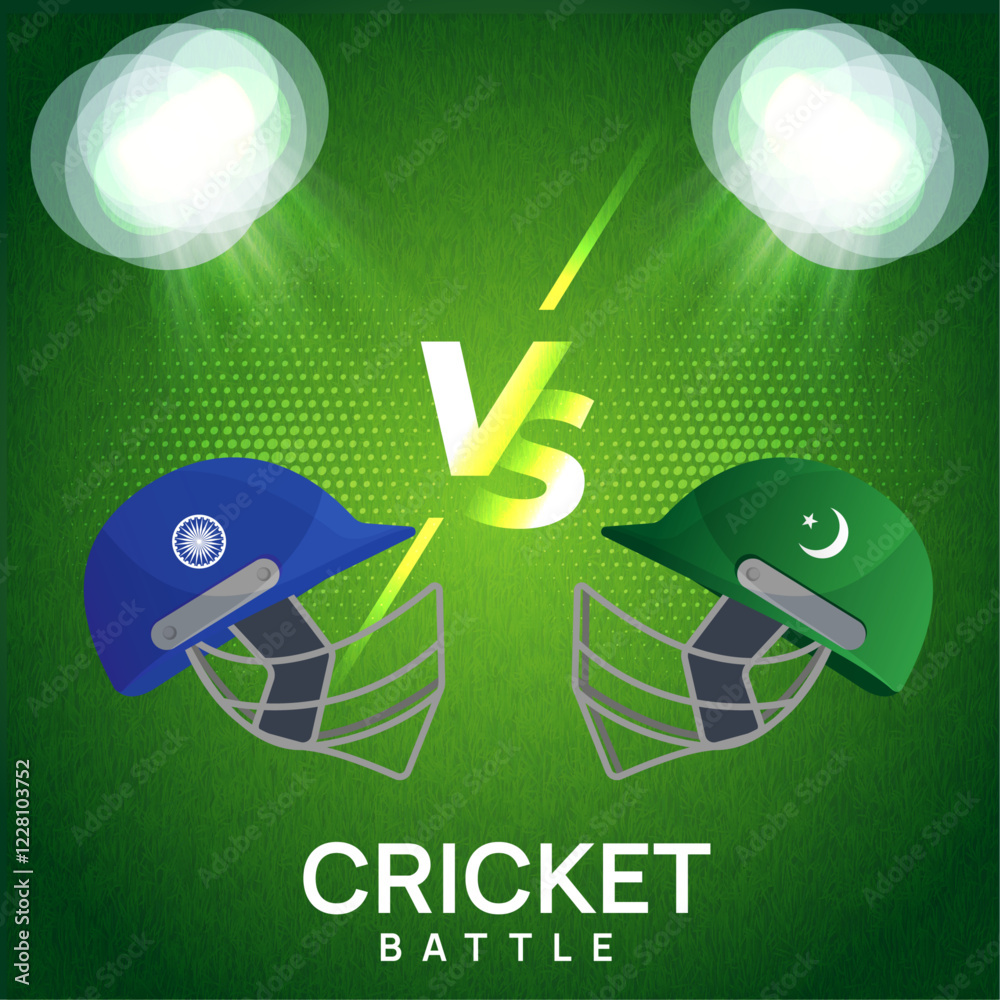 India vs Pakistan illustration cricket match helmets. IND vs PAK vector ...
