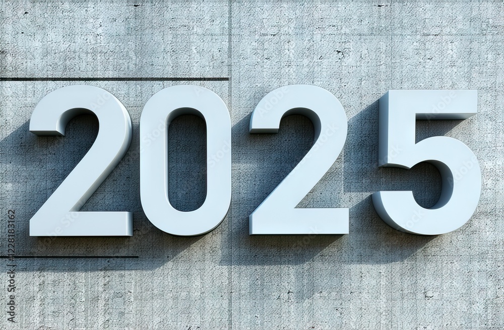 gray digits 2025 on a concrete stone background . Business Target and ...