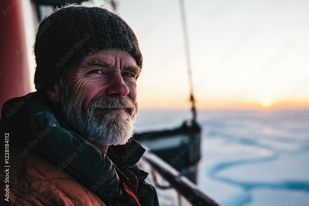 ultra-detailed portrait of ship captain standing proudly on bridge of ...