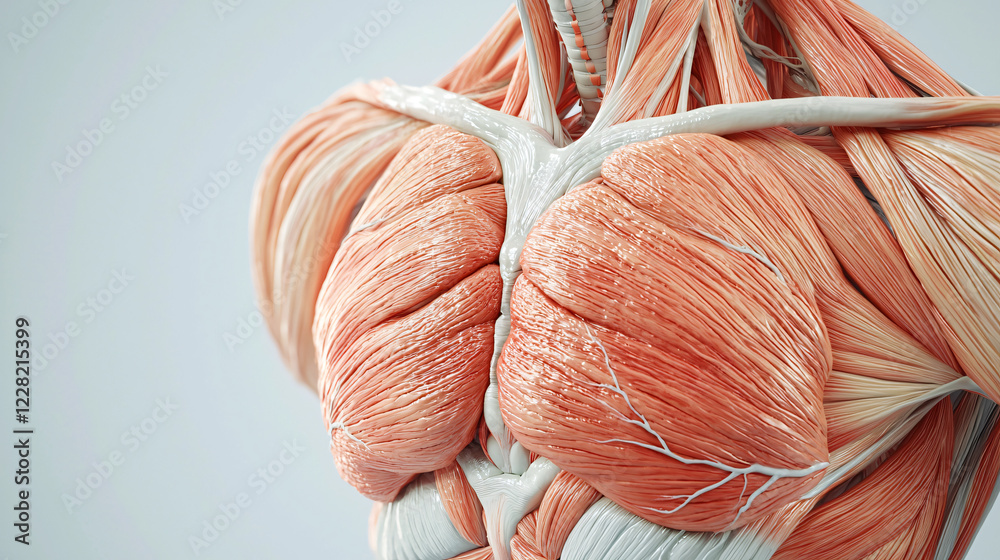 A realistic 3D simulation of a torn pectoral muscle, highlighting the ...