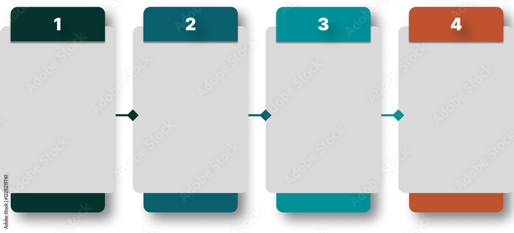 Set of boxes to organize presentation, horizontal flow, colorful ...
