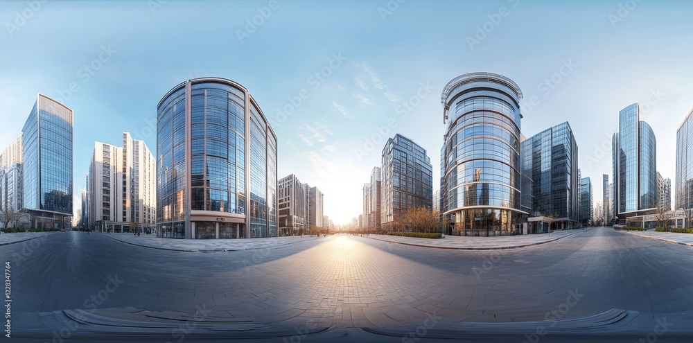 Full 360 degrees seamless spherical panorama HDRI equirectangular projection of a futuristic Big ...