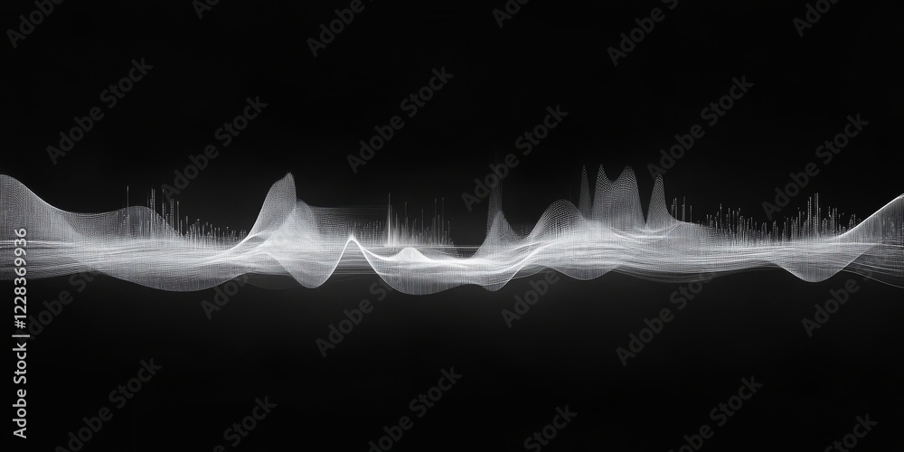 Smooth and vibrant long exposure sound waveform on dark background ...