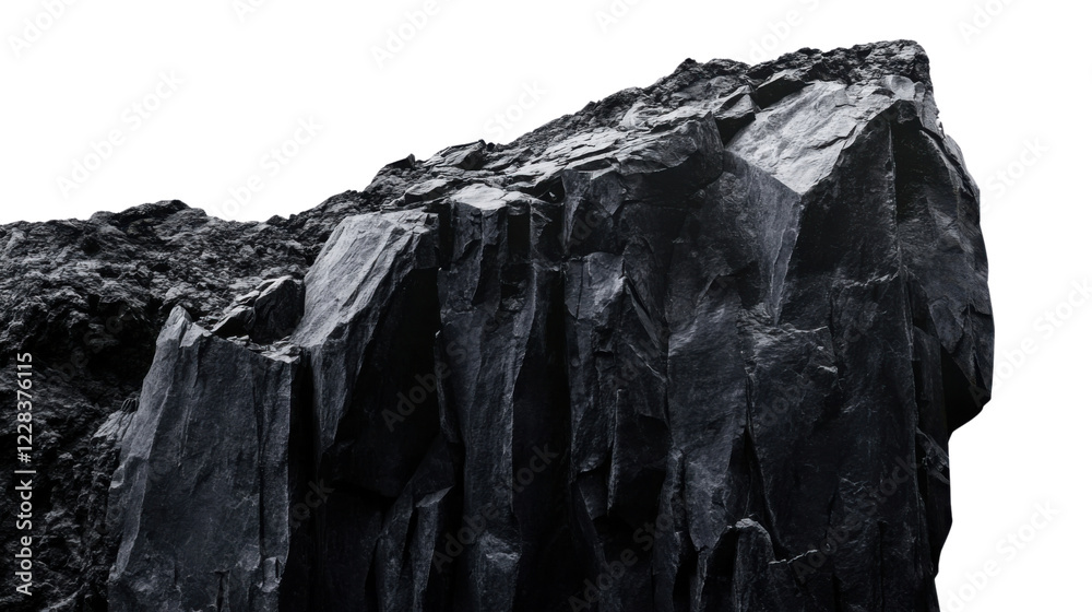 Jagged black rock formation with transparent background. Transparent ...
