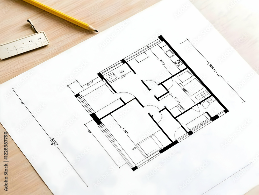 Ilustración de Stock Architectural Blueprint Shows Detailed Floor Plan ...