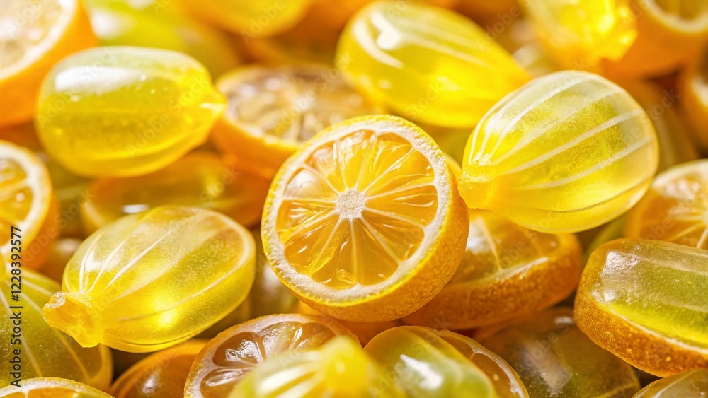 Vibrant Yellow Lemon Drop Candies: Close-up Still Life of Tangy Sour ...