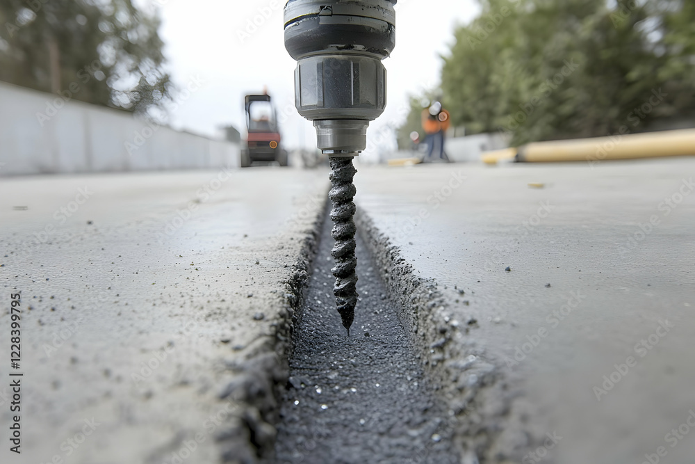 Drill Cuts Groove in Concrete Pavement for Expansion Joint Filler ...