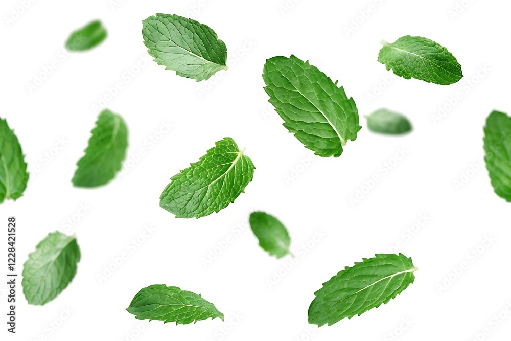 Photorealistic Floating Fresh Mint Leaves – Clean and Natural Design ...