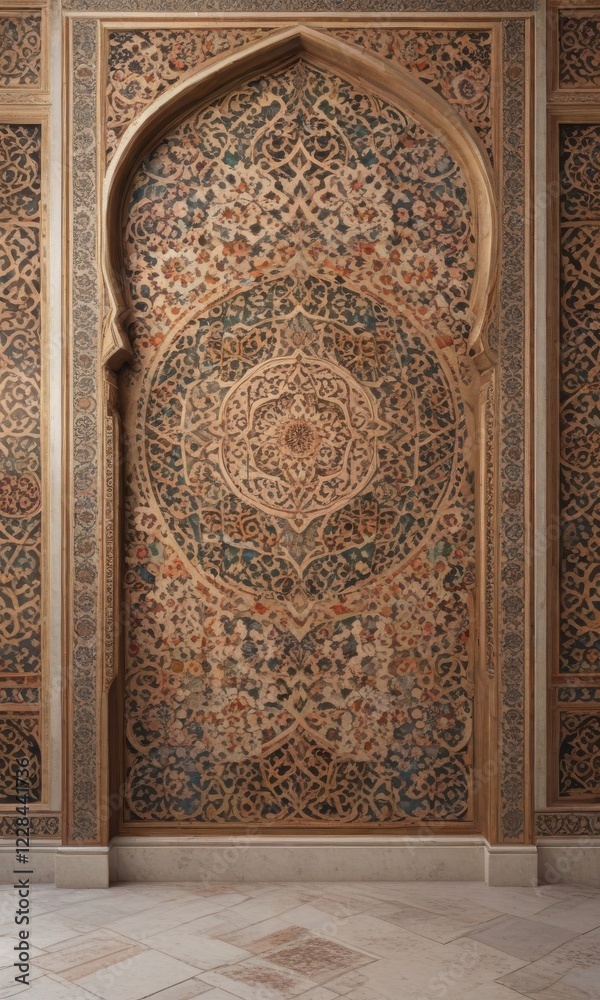Arabesque Inspired Islamic Wall Mural with Floral and Geometric Motifs ...
