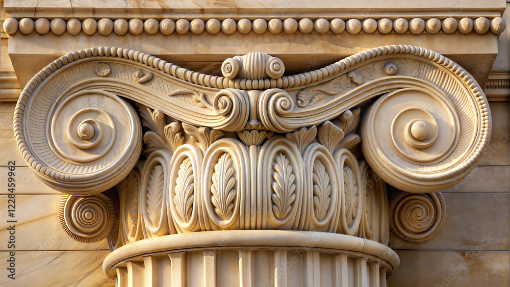 Polished Ionic capital featuring egg-and-dart molding and volutes ...