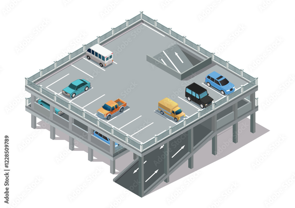 Isometric car parking area Stock Vector | Adobe Stock