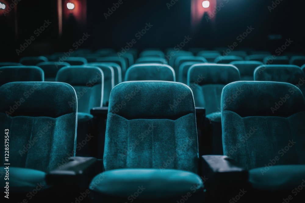 Empty theater seats with leading lines composition and dramatic ...
