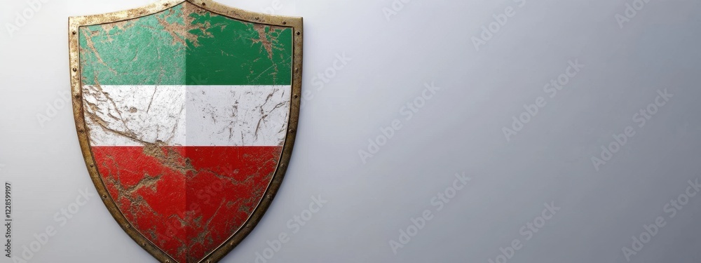 Ancient Kuwaiti Shield: A weathered emblem of national pride and ...