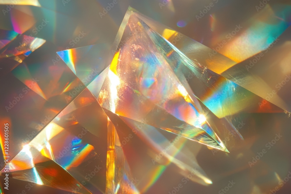 Value proposition illustrated through light refractions in clear shapes ...