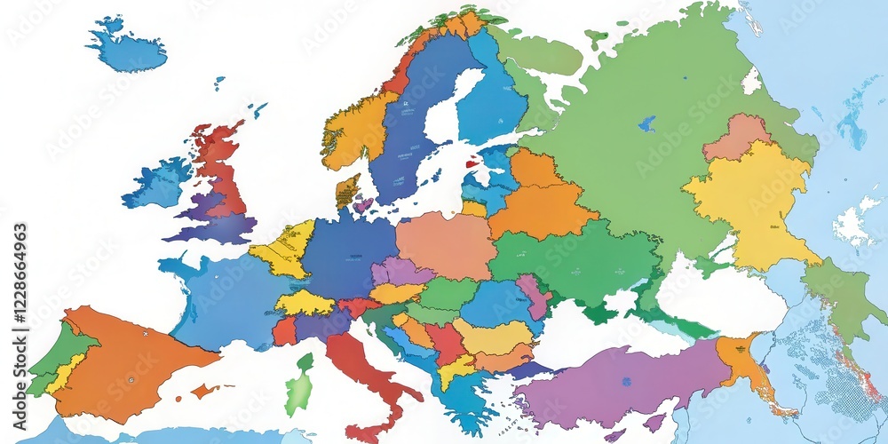 Detailed map of Europe with country borders and regional divisions ...