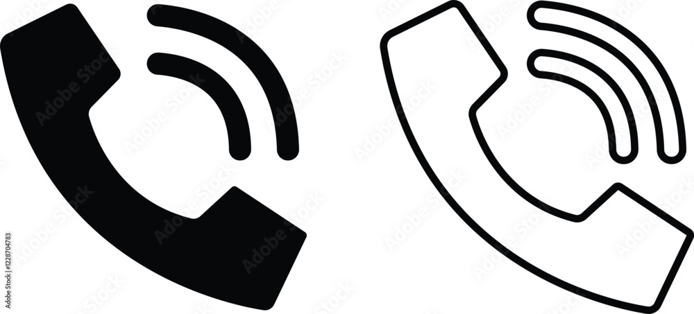 Phone call icon in flat line set isolated on transparent background ...