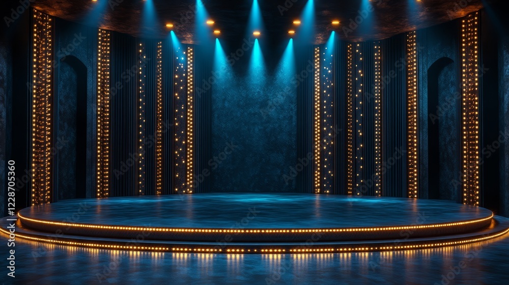 Refined royal awards graphics background with blue and golden dotted ...