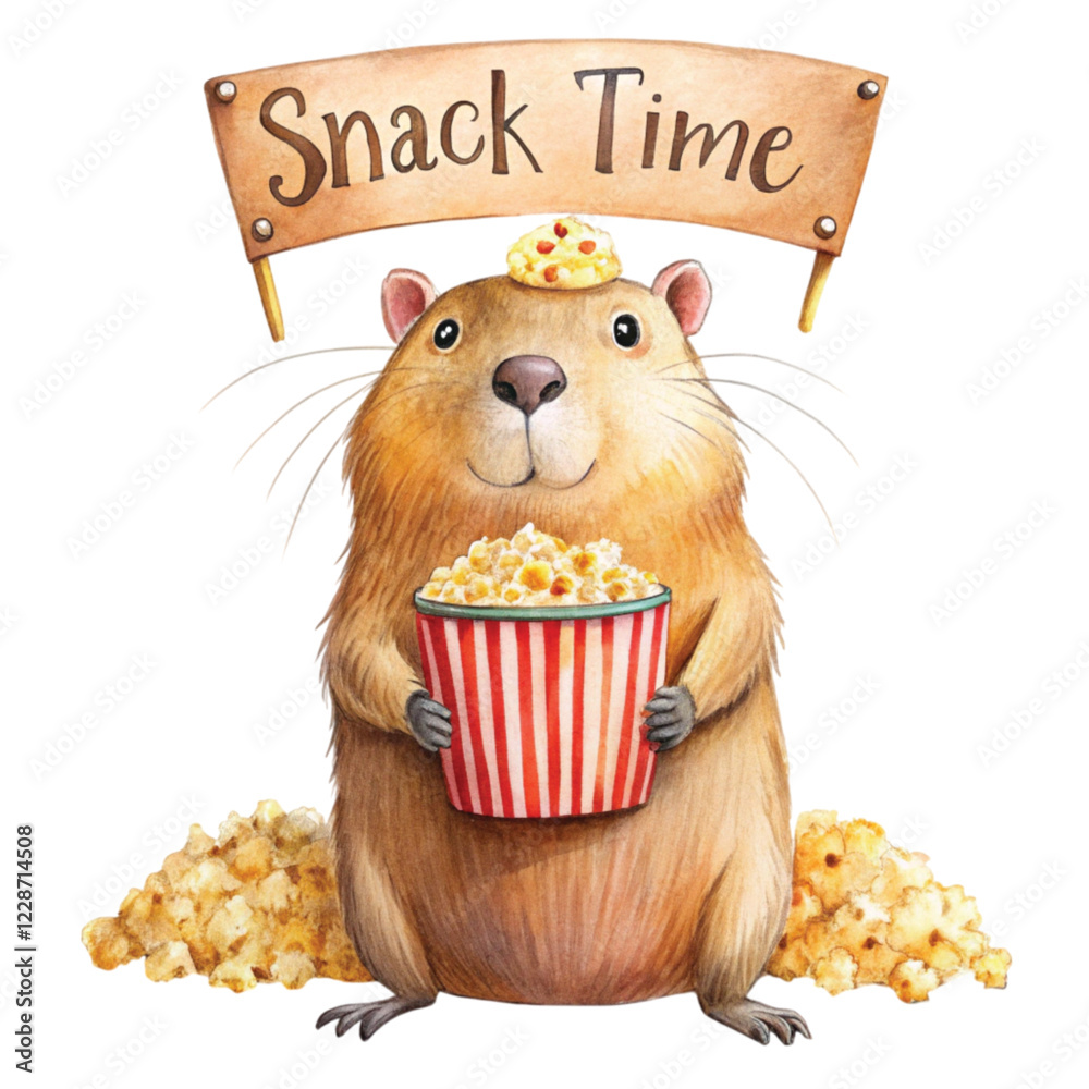 Cute capybara kawaii popcorn bucket Stock Vector | Adobe Stock