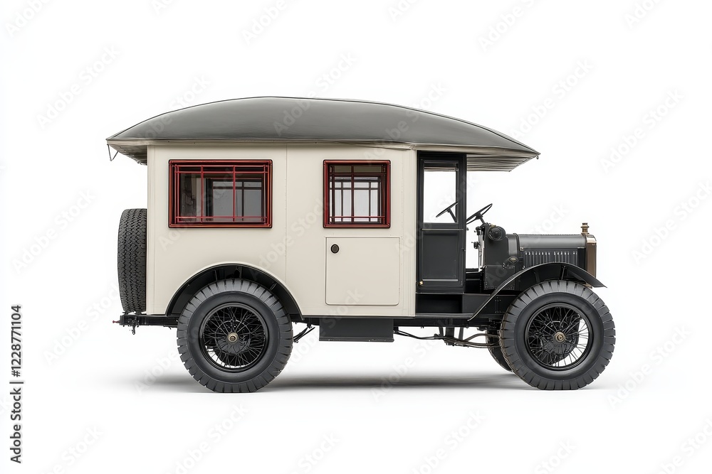 Vintage camper van, side profile view, classic car, retro travel ...