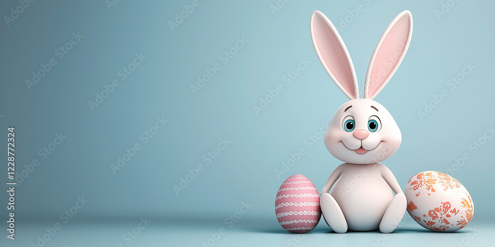 Osterkarte - Lachender Osterhase auf neutralen Hintergrund. Osterbanner ...