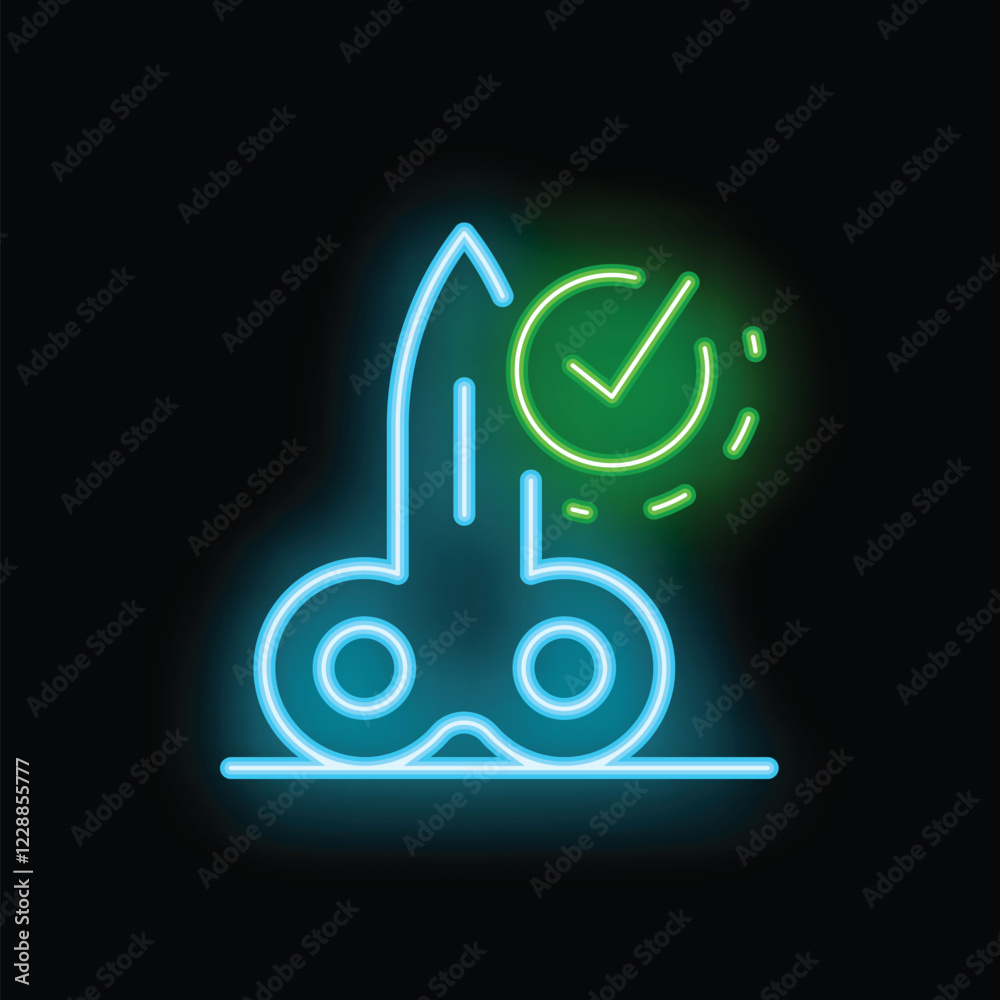 Neon sign showing a circumcision being performed with a green check ...