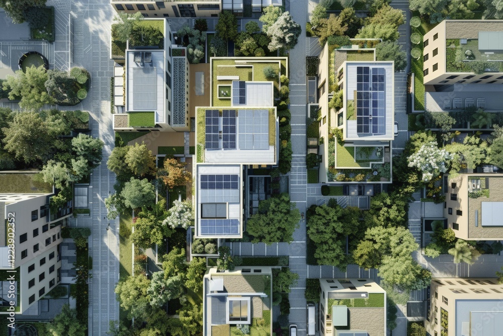 Top down view, site plan, draft, architectural design of a modern ...