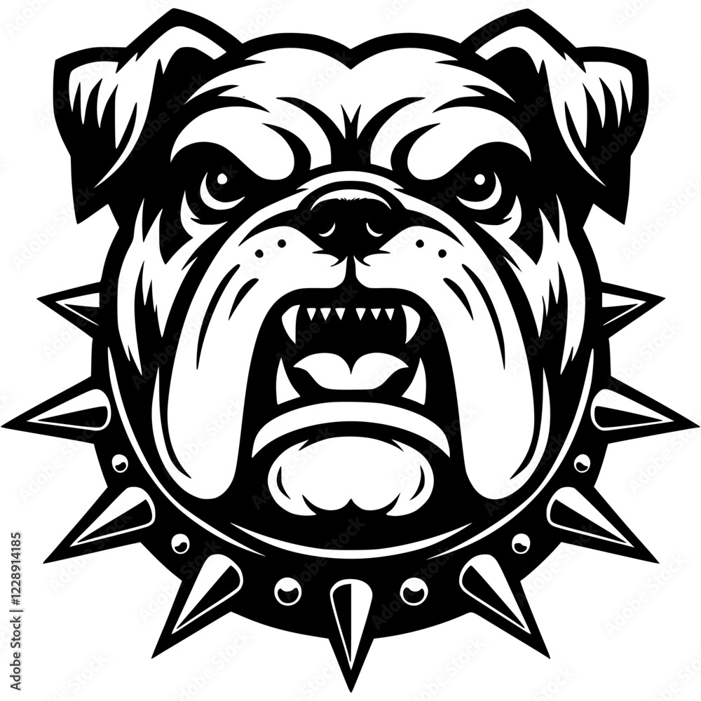 Tattoo of angry roaring Bulldog dog head in monochrome. Bulldog dog in ...