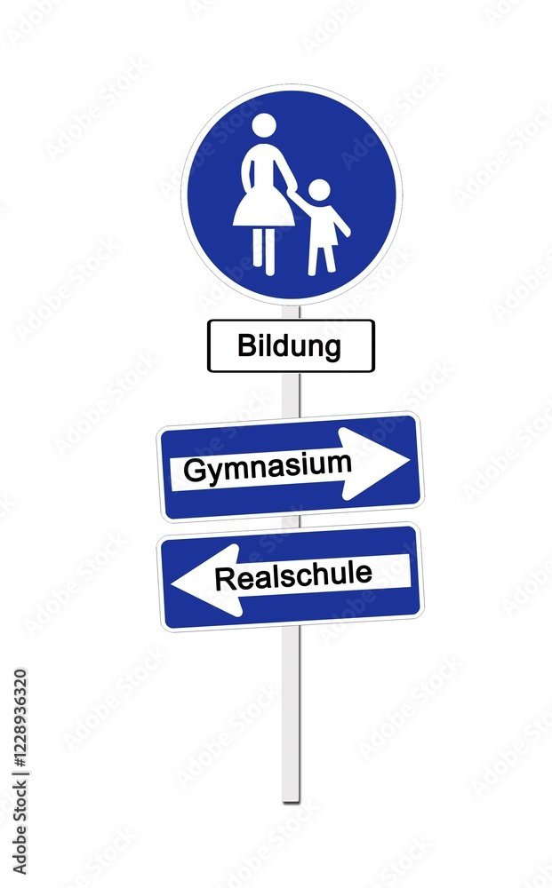 Pedestrian zone sign labeled Bildung, German for education, and one-way ...