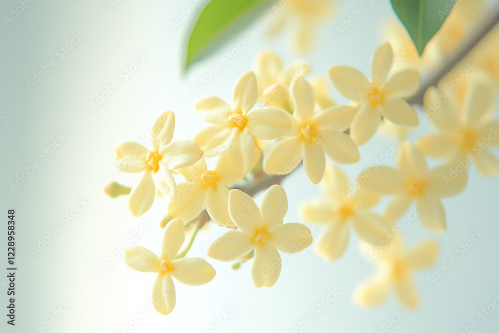 Four-petal yellow osmanthus fragrans, light white background,sunshine ...