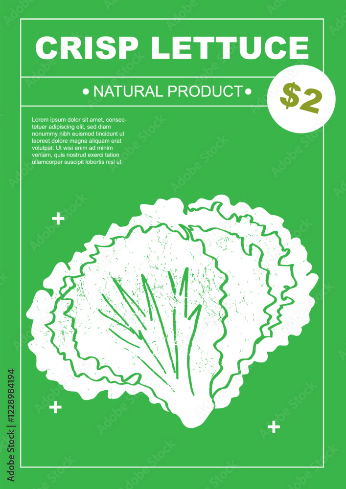 Crisp lettuce. Set of posters of vegetables in a abstract draw design ...
