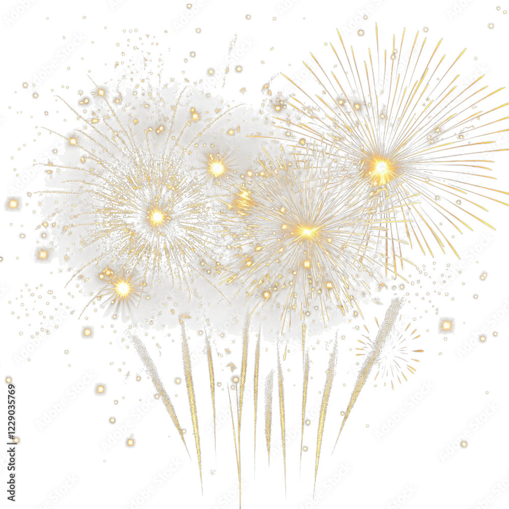 Golden fireworks clipart, simple and clean white background for ...