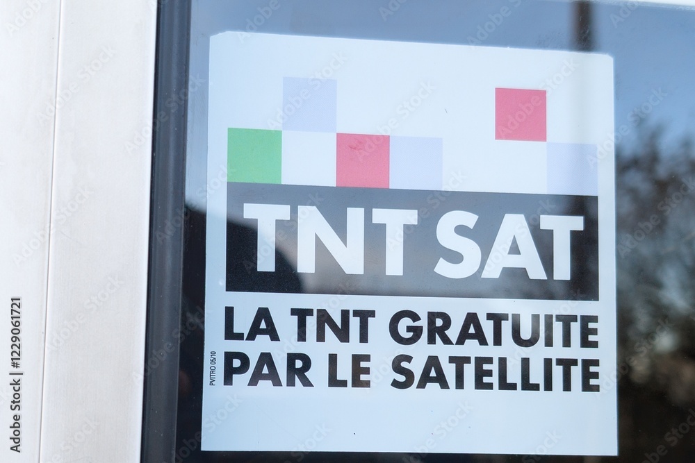 tnt sat logo sign and text of Canal Plus + television shop dealership ...