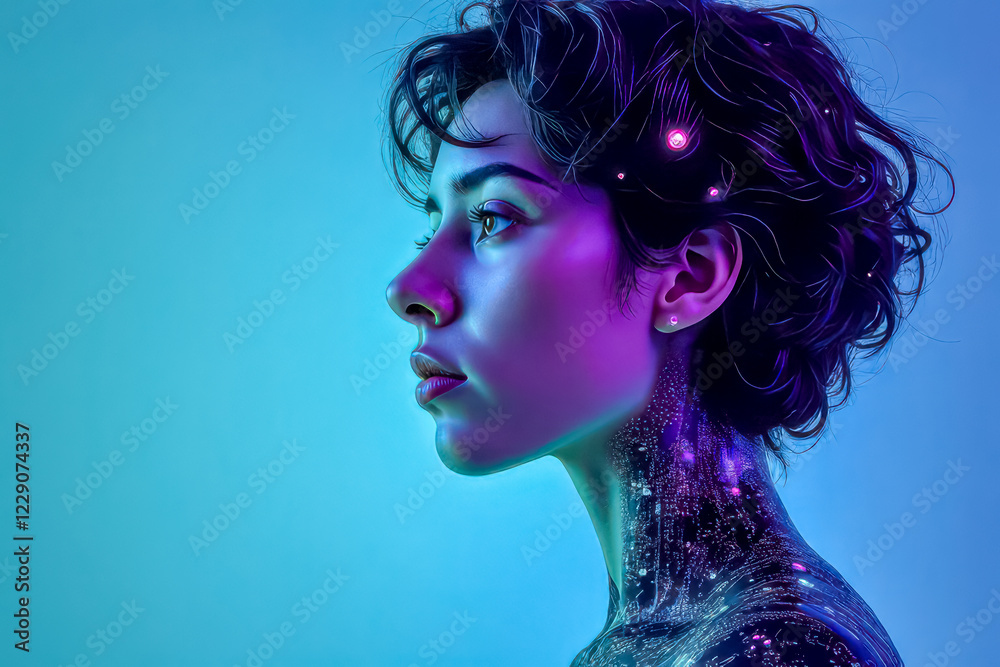 Cybernetic Woman of the Future, AI-Enhanced Beauty, Digital ...