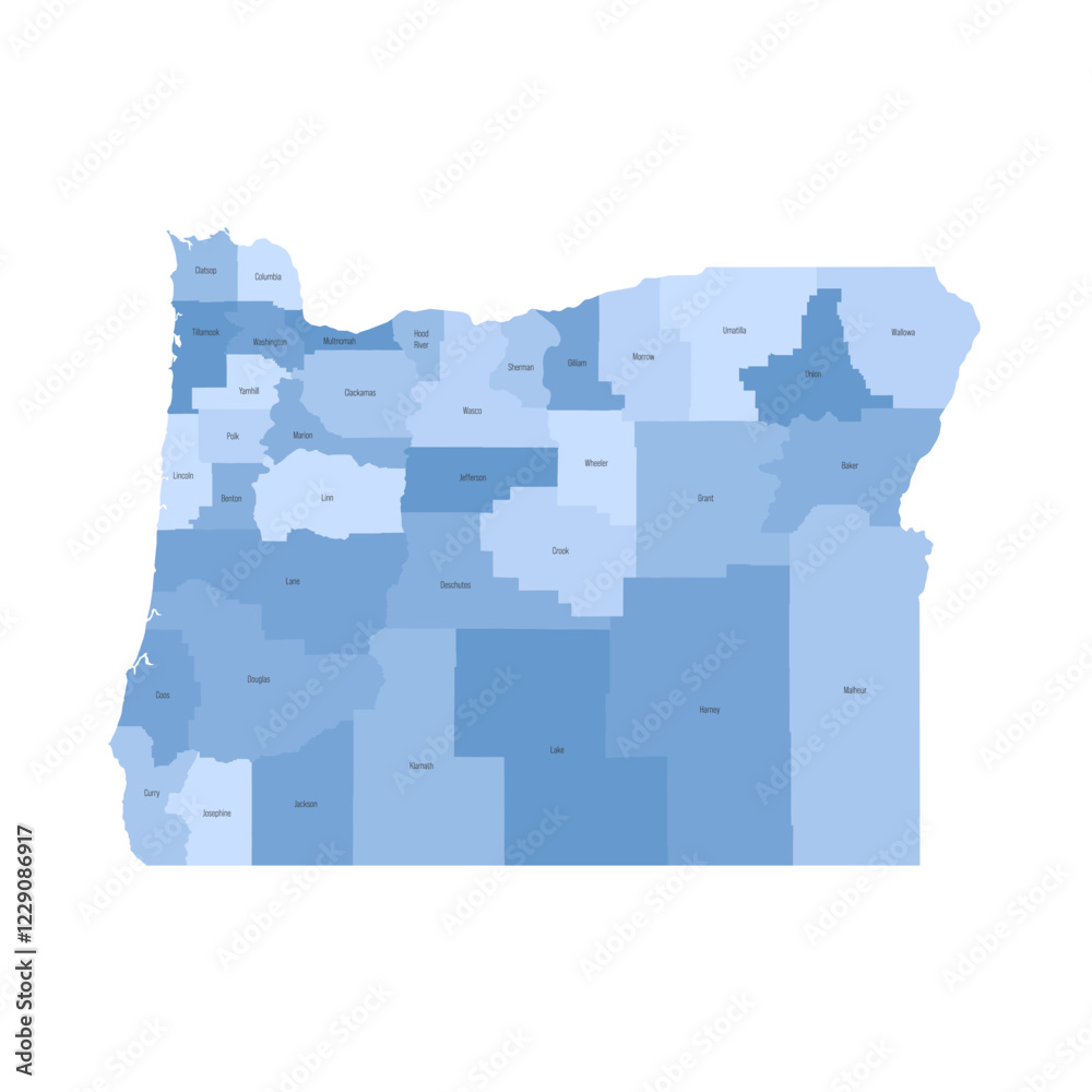 Vector de Stock Oregon, OR - detailed political map of US state ...