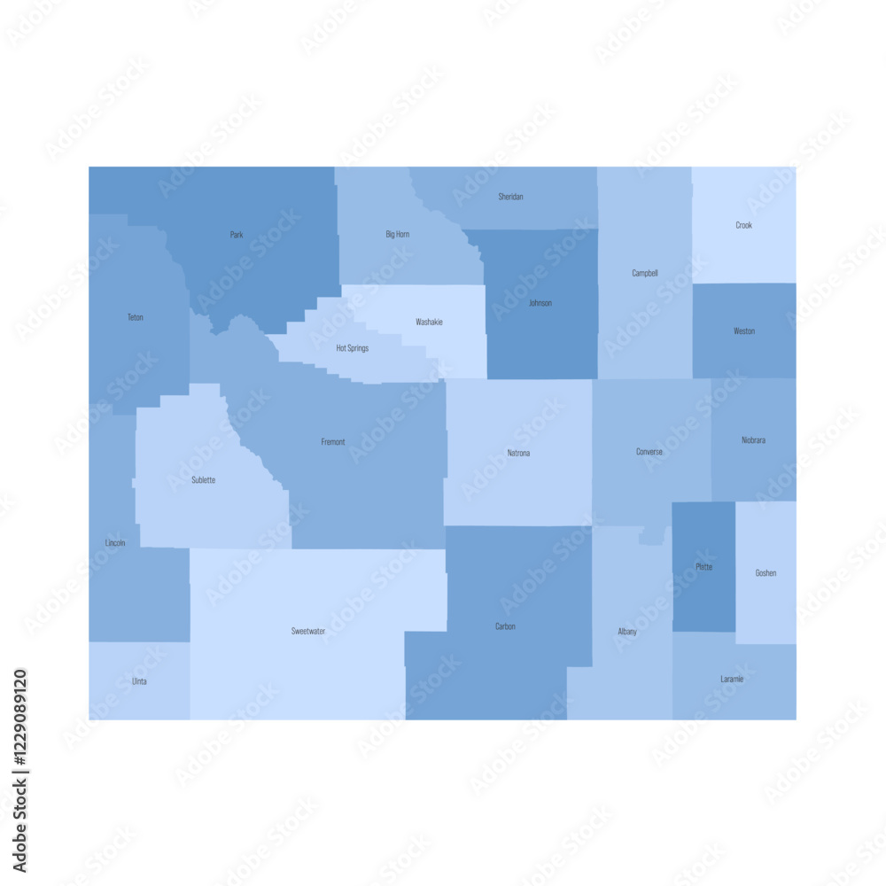 Стоковое векторное изображение «Wyoming, WY - detailed political map of ...