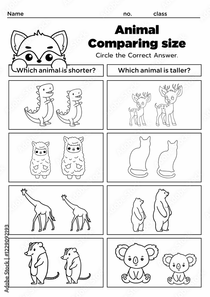 This Animal Comparing Size Worksheet helps kindergarten kids learn size ...