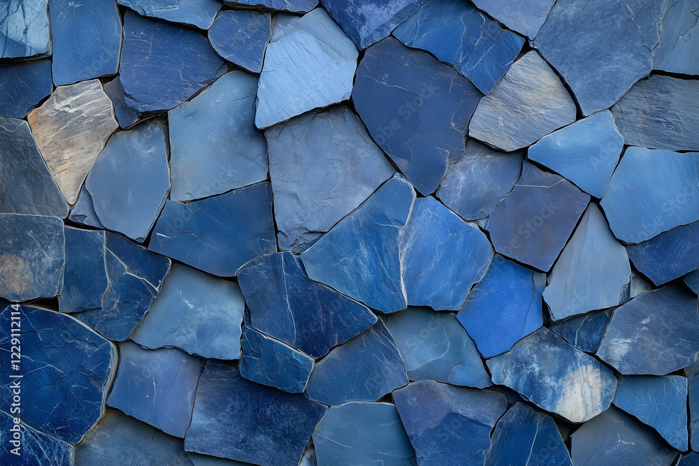 Textured arrangement of natural blue stone tiles creating a striking ...