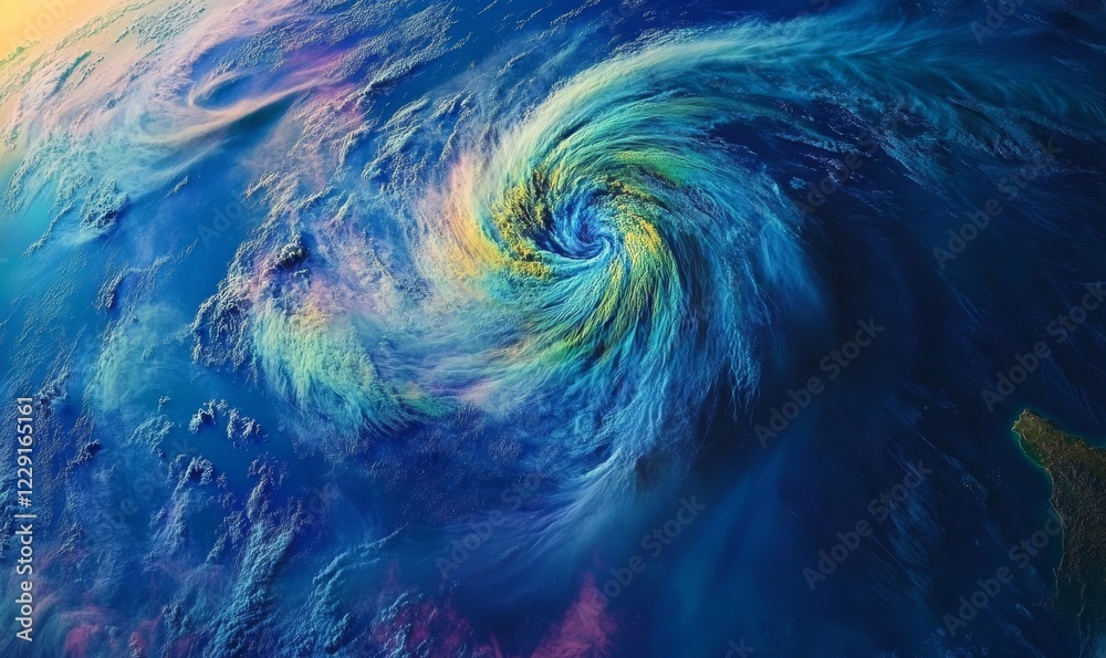 Powerful Typhoon Vortex Captured in Satellite View Over Ocean: Severe ...